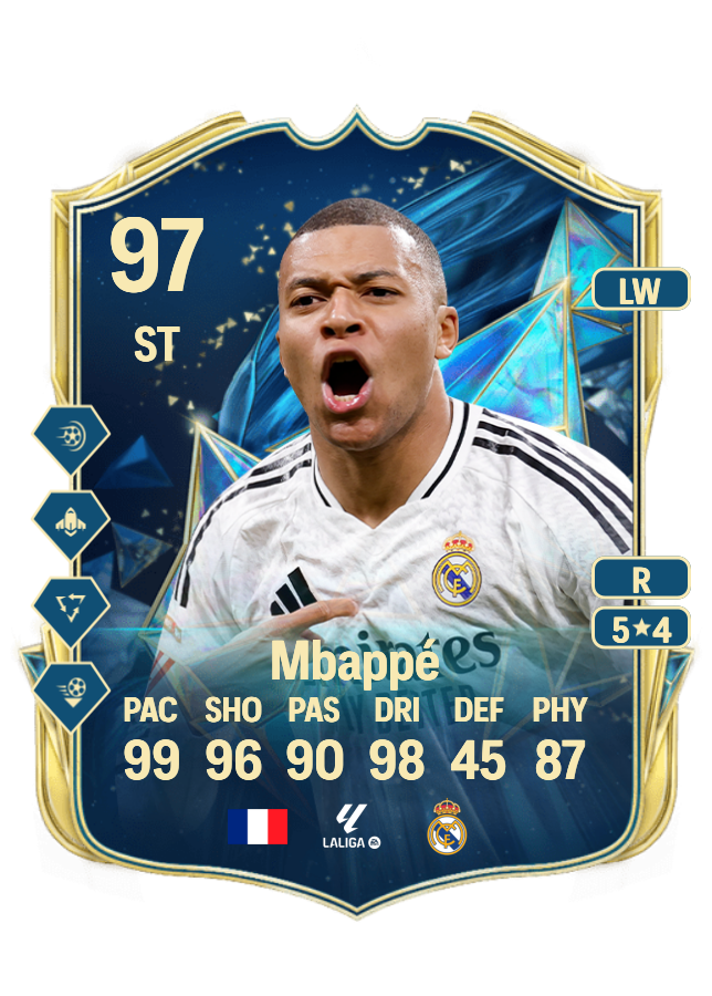 Kylian Mbappé 97 赛季最佳阵容 | 评级和价格 | FC 25 | FUT Mind