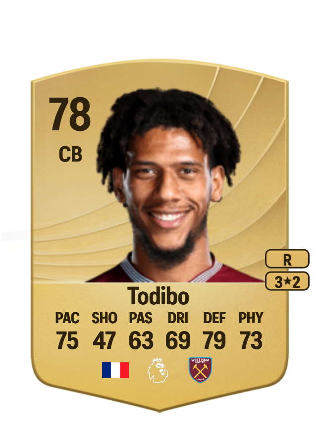 Jean-Clair Todibo 78 Common | Ratings and Prices | FC 26 | FUT Mind